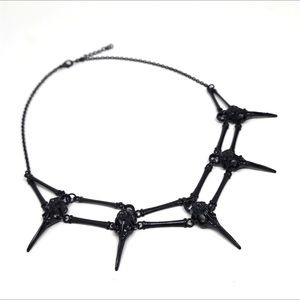 Raven necklace | Jewelry | Black Raven Bird Skull Spike Necklace | Poshmark